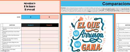Spanish Comparisons Digital Mystery Picture Mitad del Mundo | TPT