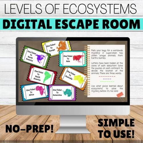 Levels of Organization in Ecosystems Escape Room: MS-LS2-1 Review Activity