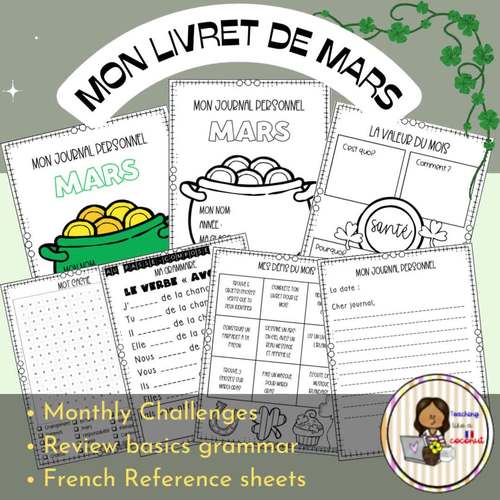 French March Activity book : Mon Cahier de Mars with Grammar , Journal ...