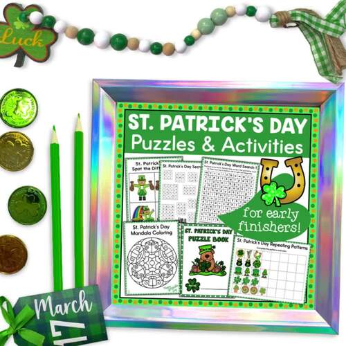 St. Patrick's Day Activities Puzzle Printables Fun Packet for Early ...