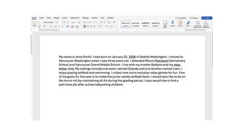 MICROSOFT WORD: My Autobiography Essay Project - Learn Word Processing ...