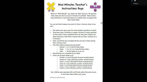 "Mad Minutes" Times Table Tests - Multiplication and Division | TPT