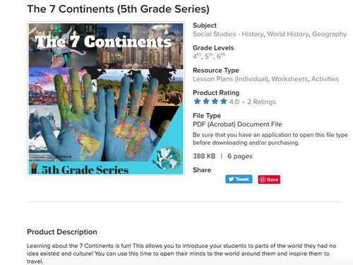 The 7 Continents (5th Grade Series) by Social Studies Studio | TpT