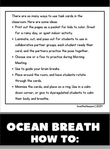 SEL Yoga, Breathing & Movement Task Cards, Multi Use, Collaboration ...