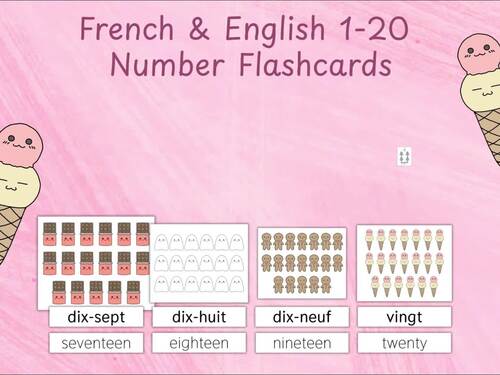 French English Bilingual 1-20 Number Flashcards | Preschool Homeschool ...