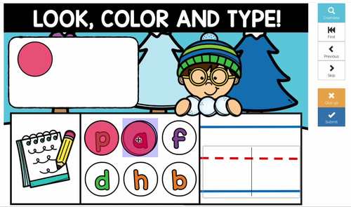 WINTER KIDS | CVC WORDS | Look, Color and Type BUNDLE BOOM CARDS