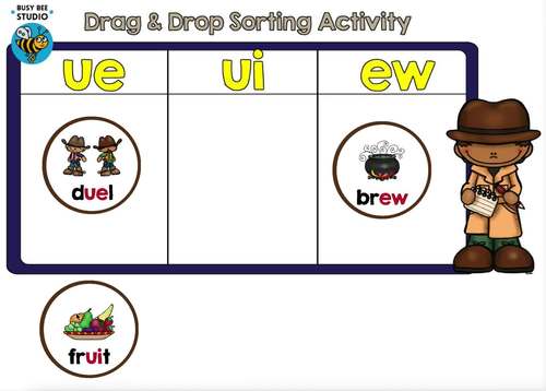 LONG U VOWEL TEAMS UE UI EW OO U-E SORT PHONICS BOOM CARDS REVIEW FUN ...