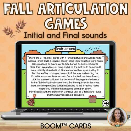 Fall Articulation V Sound Speech Therapy Boom Cards™ by Cytryn Speech