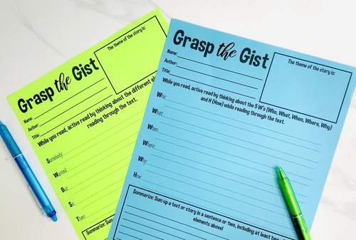 Digital & Printable Grasp the Gist Main Idea Summary Graphic Organizers!