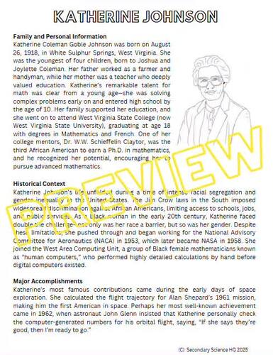 Katherine Johnson Doodle Notes and Review | Women in STEM | Famous ...