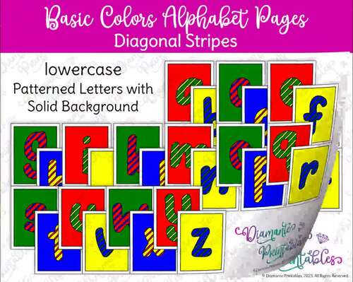 Printable Alphabet Poster Bundle | Diagonal Stripes Bulletin Board Letters