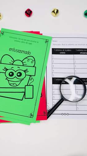 Antonyms in SPANISH Holiday Vocabulary Hunt - Antonimos Centros y ...