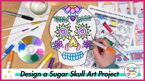 Roll a Sugar Skull Day of the Dead Art Project, Template, & Elementary ...