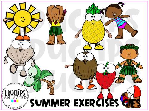 GIFs - Summer Exercises - Animated Images - {Educlips} by Educlips