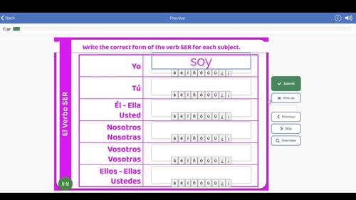 Spanish Boom Cards: El Verbo SER (To BE Present Tense - Conjugation ...