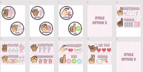 Pink Classroom Hand Signals with Visuals by Magical Kinders Corner