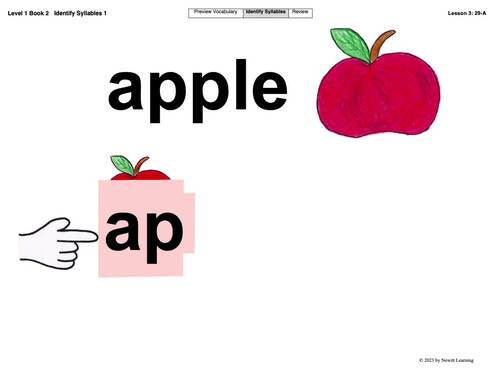 Newitt Book 2 PowerPoint: Identify Syllables 1, Lesson 3 (Prereading ...