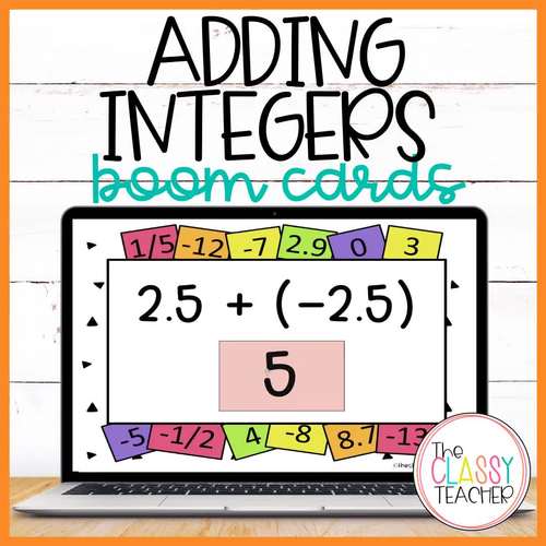 Adding Integers Boom Cards by The Classy Teacher | TPT