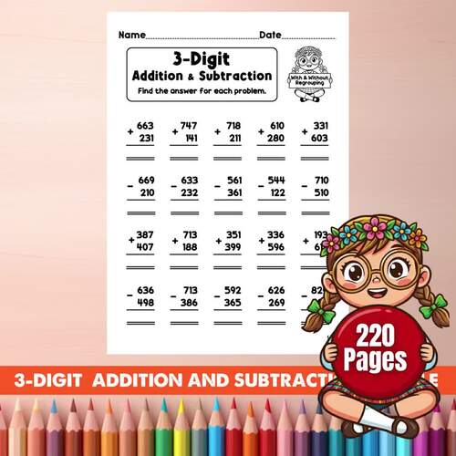 3-Digit Addition & Subtraction Worksheets Bundle | Spring Math ...