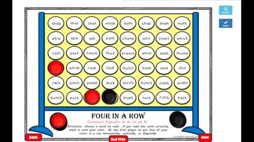 Short Vowel Consonant Digraphs: Four in a Row by Lovable Learning