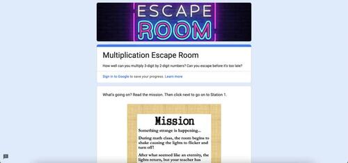 Multiplication Escape Room 3-Digit by 2-Digit (Digital or Paper)