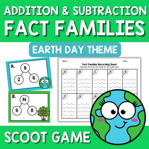 Earth Day Fact Families Addition Subtraction Family Scoot Game Task Cards