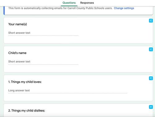 About My Child Parent Form: Google Form & Printable Version | TpT