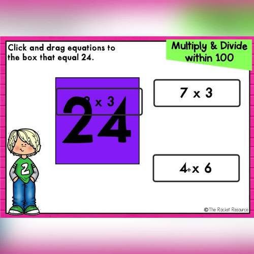 Multiplication and Division Facts within 100 BOOM™ Cards 3.OA.7 | TPT