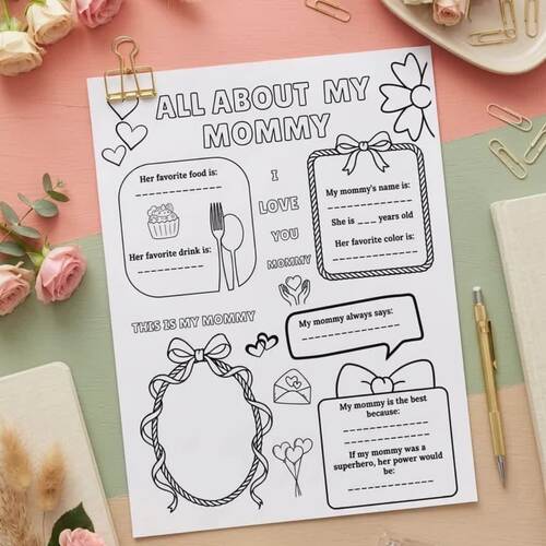 Mother’s Day All About My Mom Printable Book, End Of Year Mother’s Day Gift