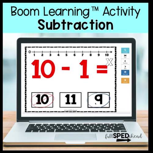 Subtraction with Number Line 1-10 Boom™ Cards Activity | TPT