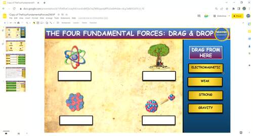 The Four Fundamental Forces: Drag & Drop Worksheet: Google Slides ...