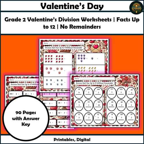 Grade 2 Valentine Day Division Visual Interactive Facts Up to 12 No ...