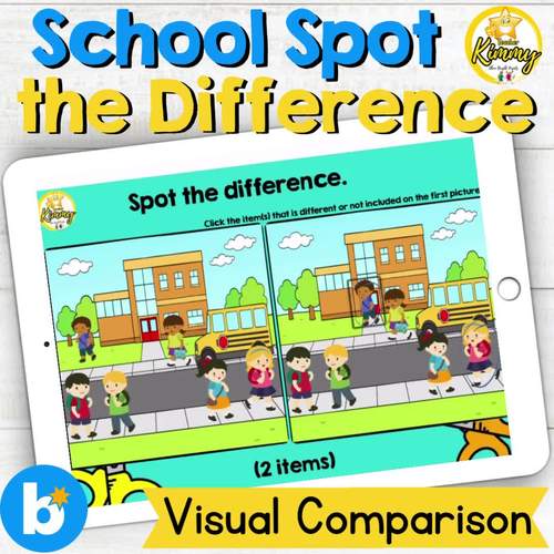 School Spot the Difference 2 Visual Comparison Boom Cards by Teacher Kimmy
