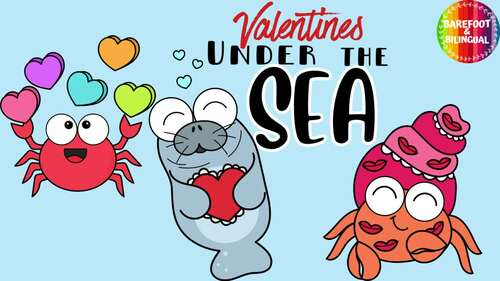 Valentines Ocean Animals Clipart - Valentines Under the Sea Clipart