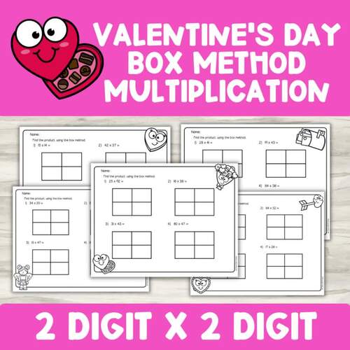 Valentine's Day 2 Digit by 2 Digit Multiplication | Box Method 4th ...