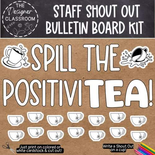 Staff Shout Out Bulletin Board Kit | Teachers Lounge Decor | TPT