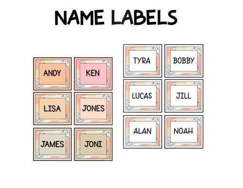 Printable Boho Neutral Name Labels, Editable Name Tags, Cubby Tags, Labels