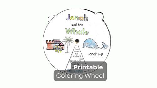 Jonah and the Whale Coloring Wheel, Sunday School Craft, Printable ...
