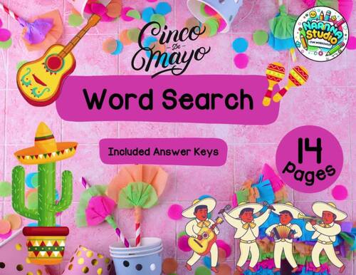 Cinco de Mayo Word Search Puzzles Game: Fun Activity for 1st - 4th Grade