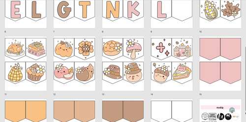 Groovy Thanksgiving Mini Bulletin Banner Display -Classroom & Hallway Decor