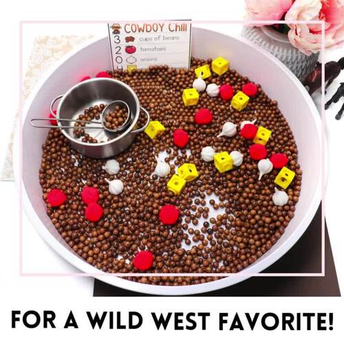 Cowboy Chili Recipe Cards for Sensory Bin - Wild West Counting Activity