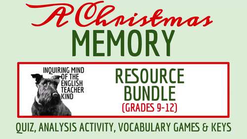 "A Christmas Memory" by Truman Capote Activities | Holiday Short Story ...