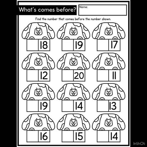 Kindergarten Teen Numbers Worksheets – Before and After | Animal Theme