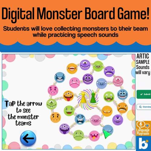 F and V Articulation Monster Bubbles BOOM CARDS Board Game for Speech ...