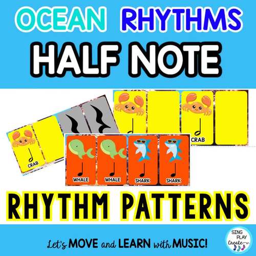 Rhythm Pattern Flash Cards and Activities: {Half Notes} Ocean | TPT