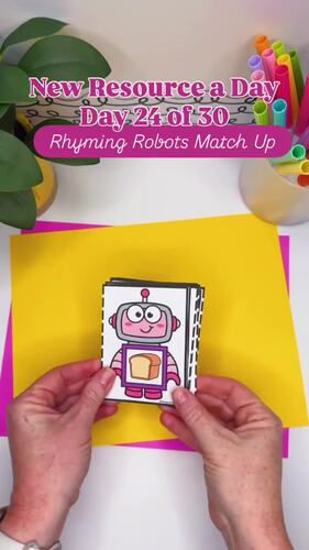 Rhyming Robots Rhyming Words Match Up Game for Centers Small Group Practice