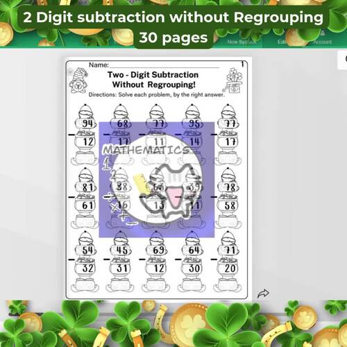 Two-Digit Subtraction Without Regrouping | Fun & Easy Practice Pages|St ...