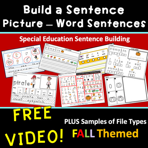 FREE Special Education Writing with Picture Word Support for Building ...