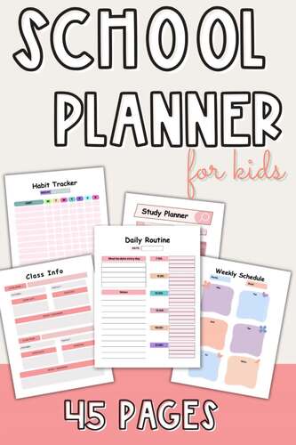 Kids School Planner - Canva Template Editable - Back To School | TPT
