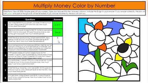 Multiply Money Printable and Digital Activities 5.NBT.7 by Fifth Grade Fab